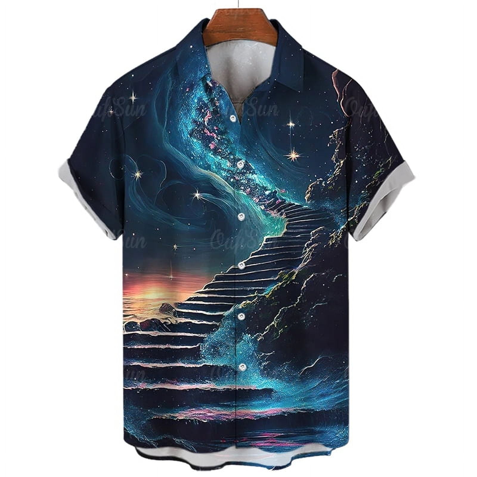Harajuku Fashion Sky Step 3D Printed Shirts For Men Clothes Casual ...