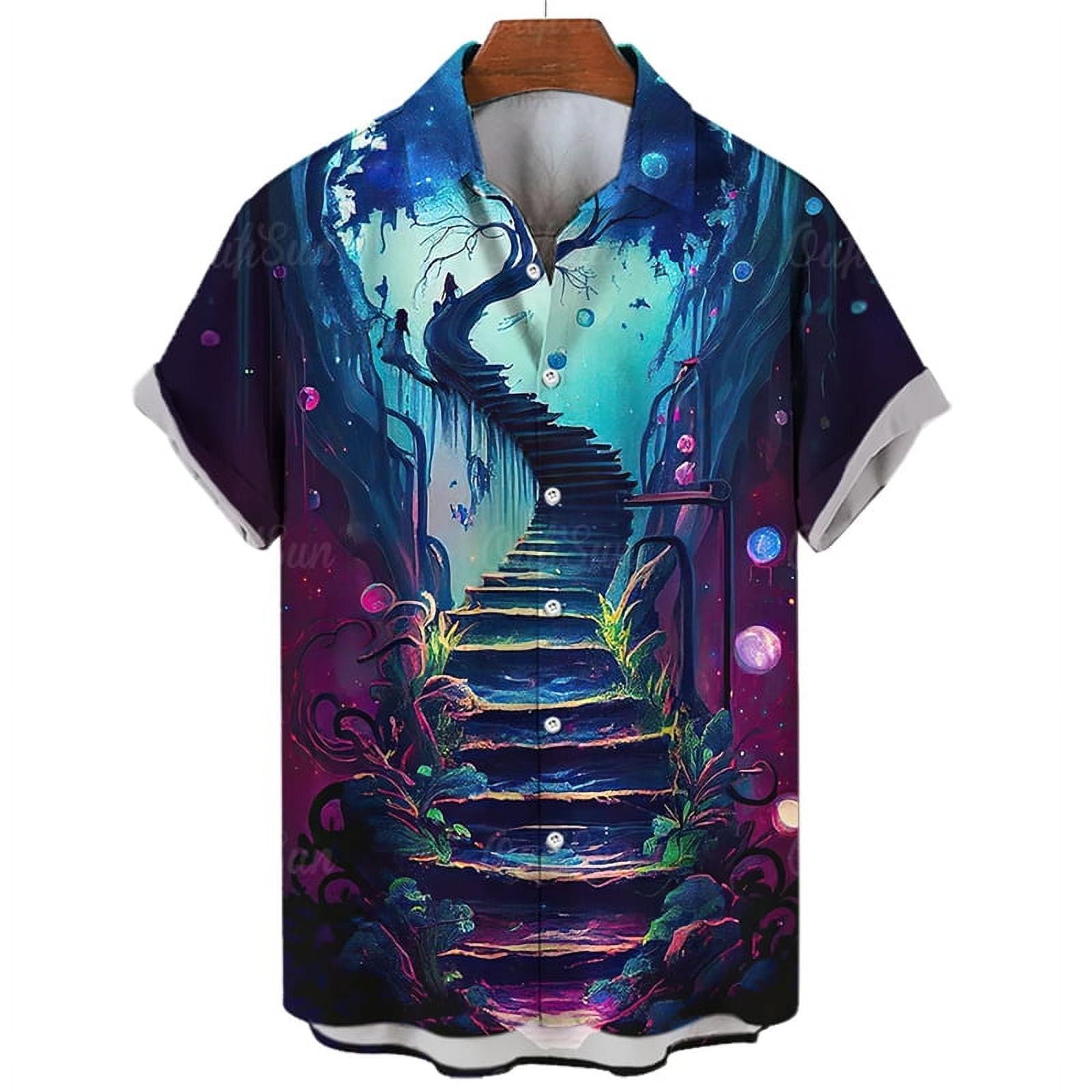 Harajuku Fashion Sky Step 3D Printed Shirts For Men Clothes Casual ...