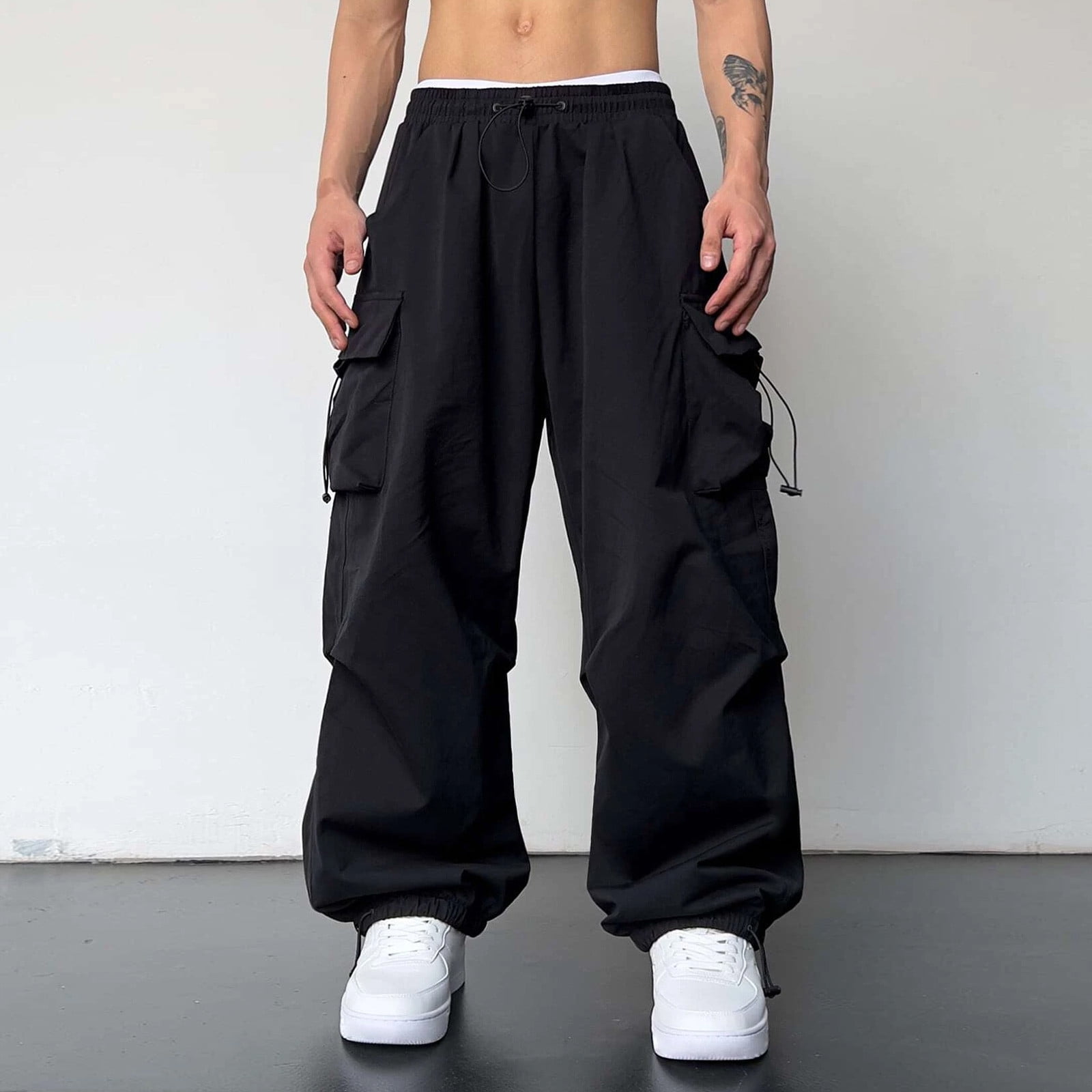 Harajuku Oversized Carga Parachute Pants Men Y2k Hip Hop Streetvear ...