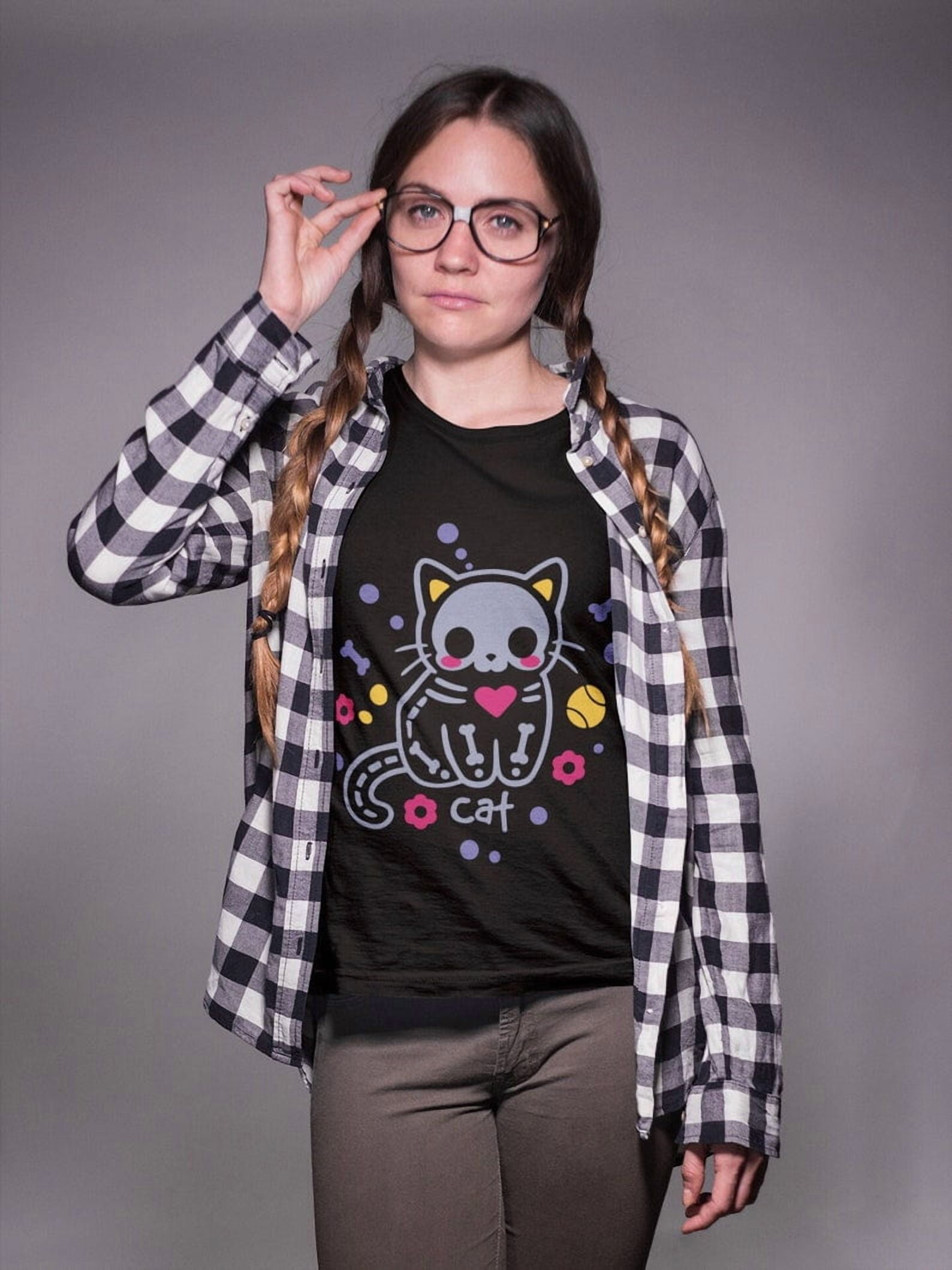 Harajuku Skeleton Cat Pastel Goth Shirt, Pastel Goth Clothing, Harajuku Shirt, Cryptid Shirt ...