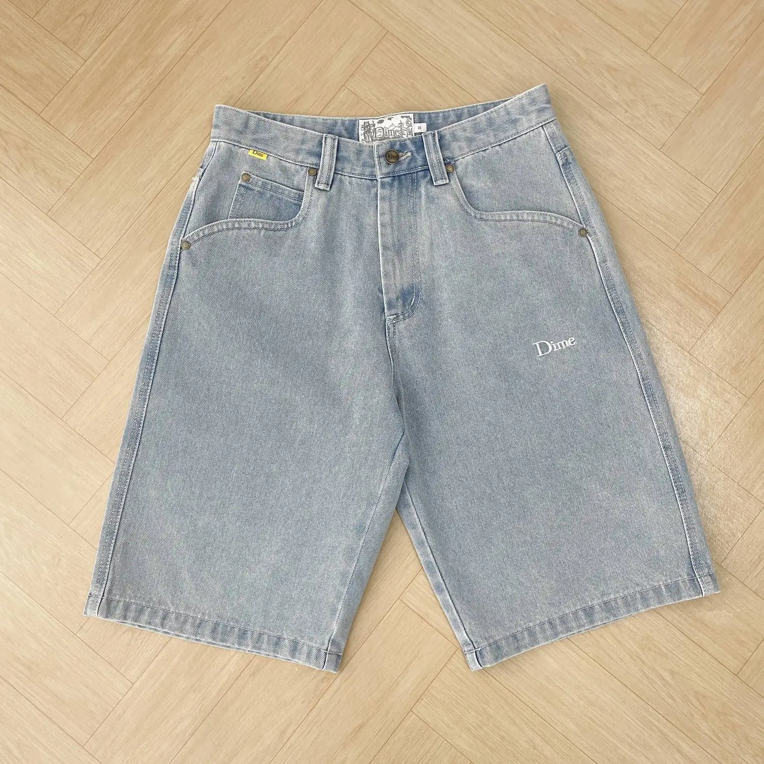 Harajuku Trend Dime Alphabet Denim Shorts 2024 Summer Men's and Women's ...