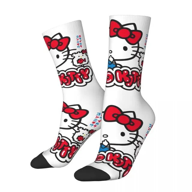 Harajuku Women Men Cute Hello Kitty Socks Cartoon Merchandise Middle ...