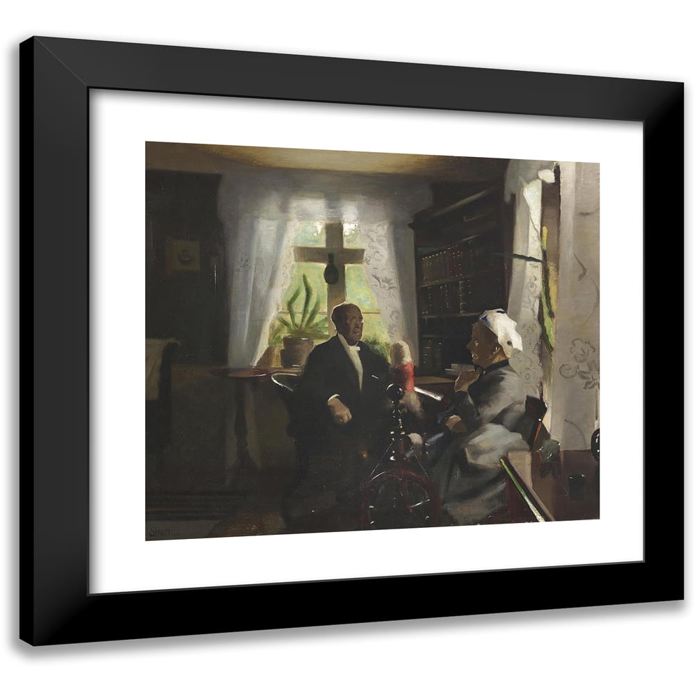 Harald Slott-Møller 14x12 Black Modern Framed Museum Art Print Titled - Elderly Married Couples ...