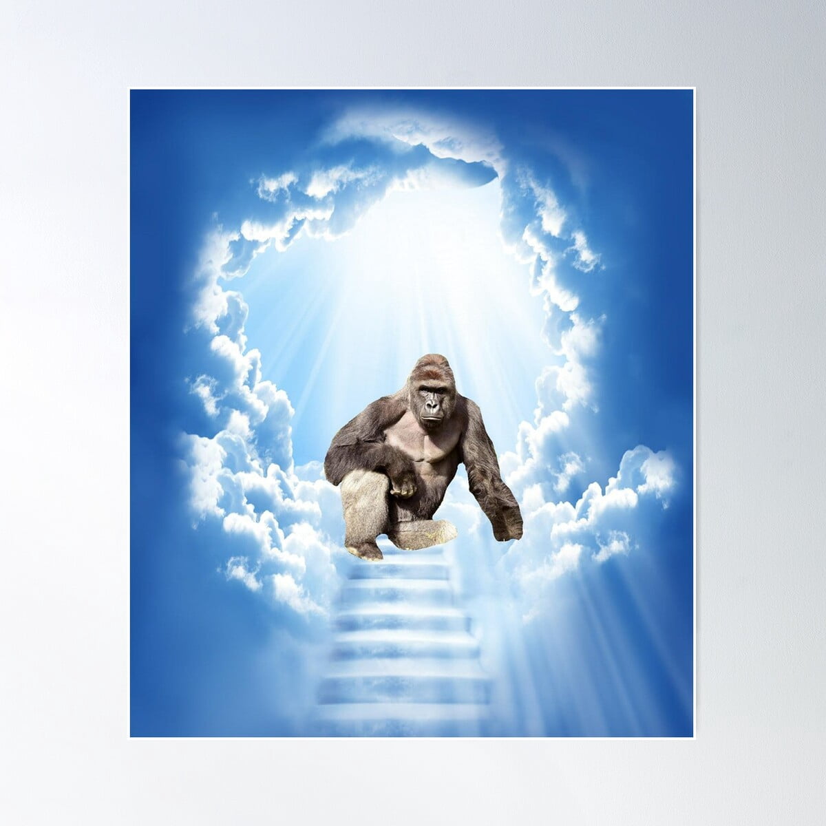 Harambe In The Sky Poster Wall Art, Modern Wall Decor For Living Room ...