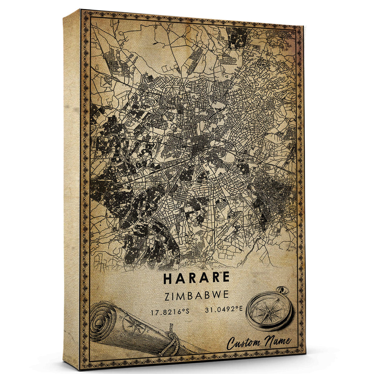 Harare Map Poster, Zimbabwe Map Art Poster, Canvas, Harare Map City ...