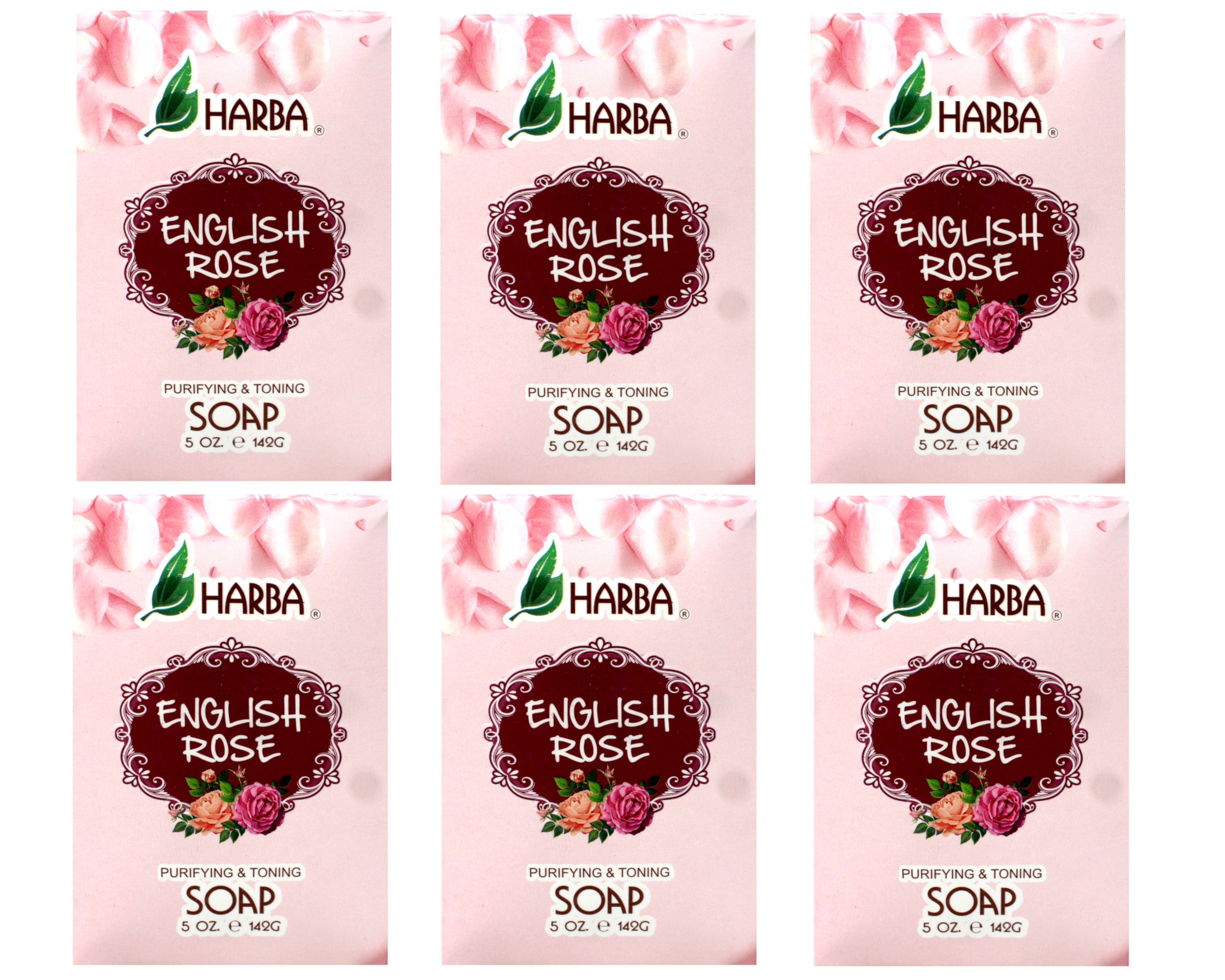 Harba Bath Soap, Purifying & Toning, English Rose, 5 OZ - 6 Pack ...
