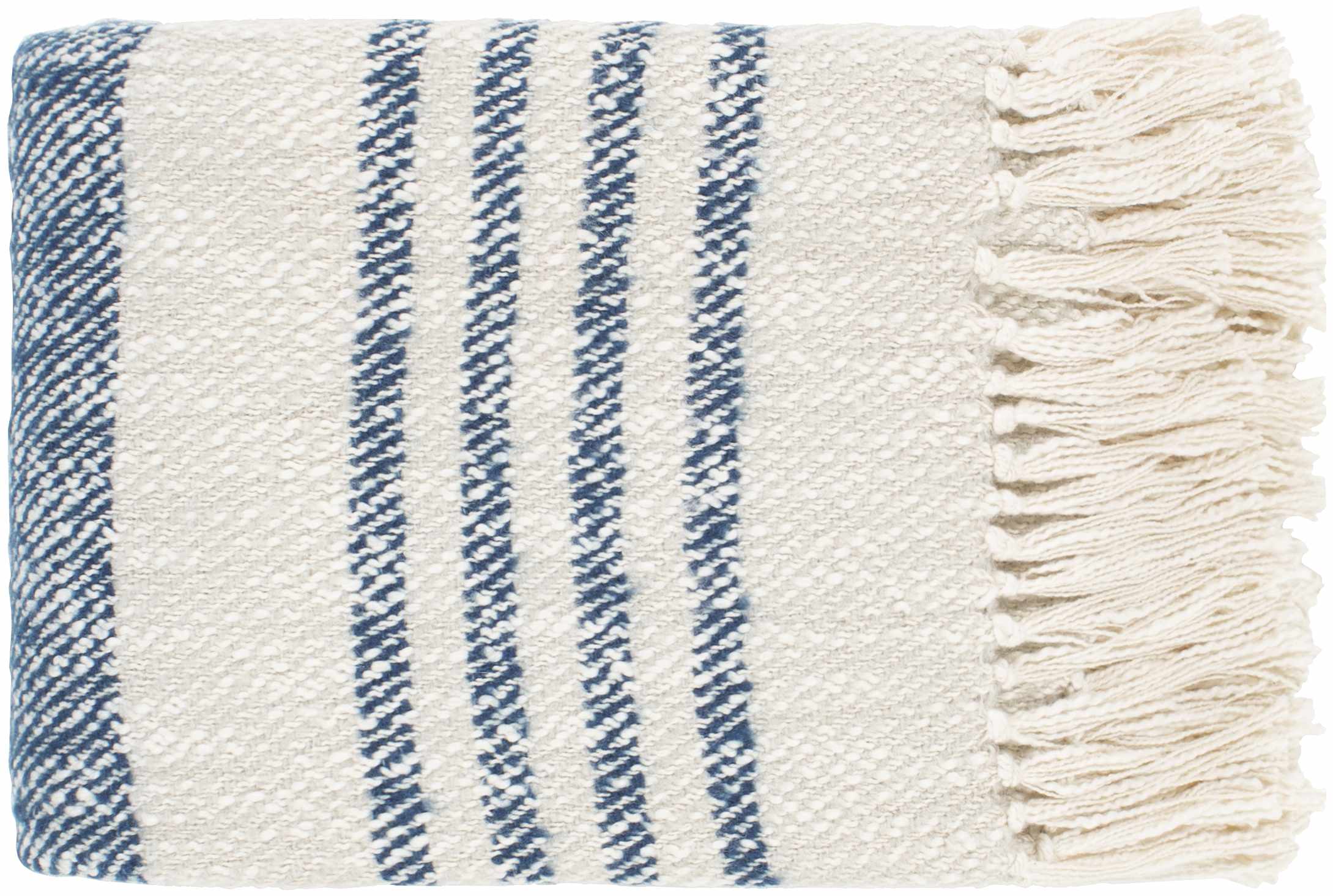 Decorative Throw Blanket with Fringe for Bed Sofa, 51" x 67", Blue ...