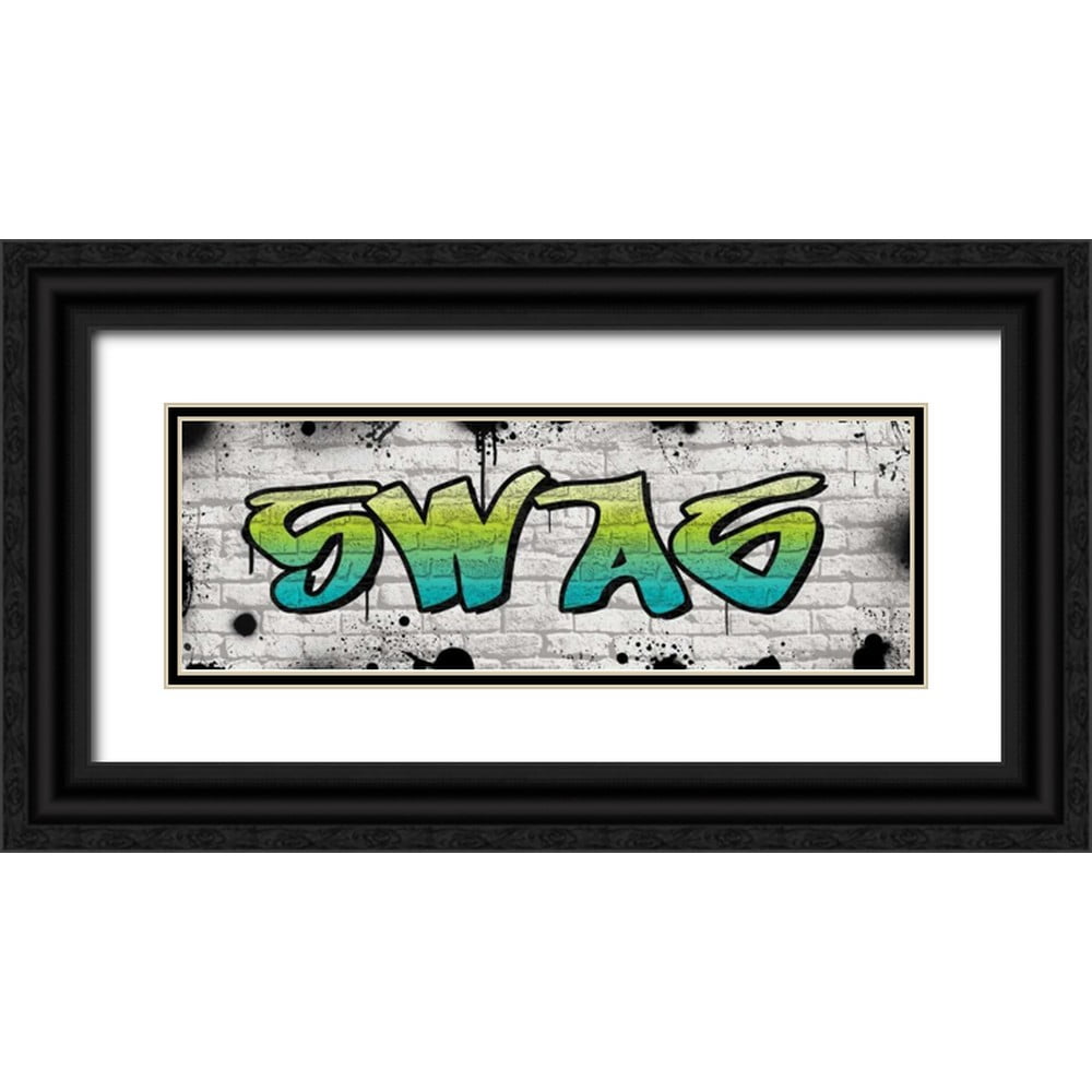 Harbick, N 24x11 Black Ornate Wood Framed with Double Matting Museum ...