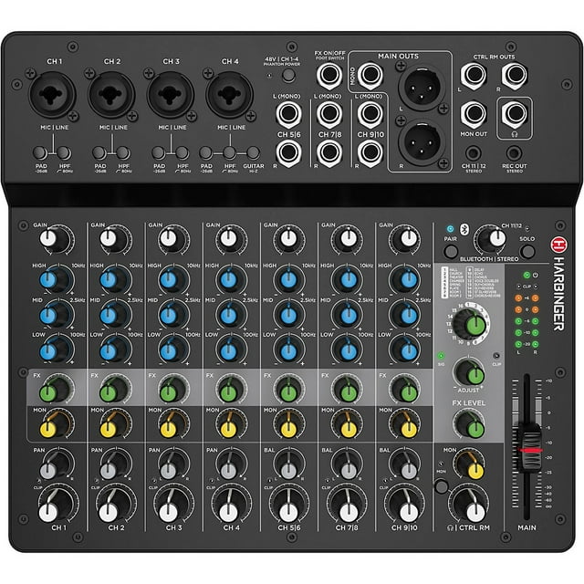 Harbinger LV12 12-Channel Analog Mixer With Bluetooth & FX - Walmart.com
