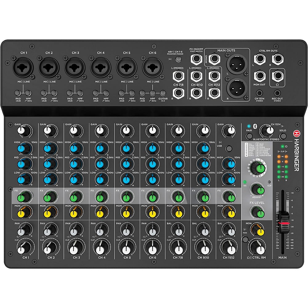 Harbinger LV14 Professional DJ Equipment - 14-Channel Bluetooth Sound ...