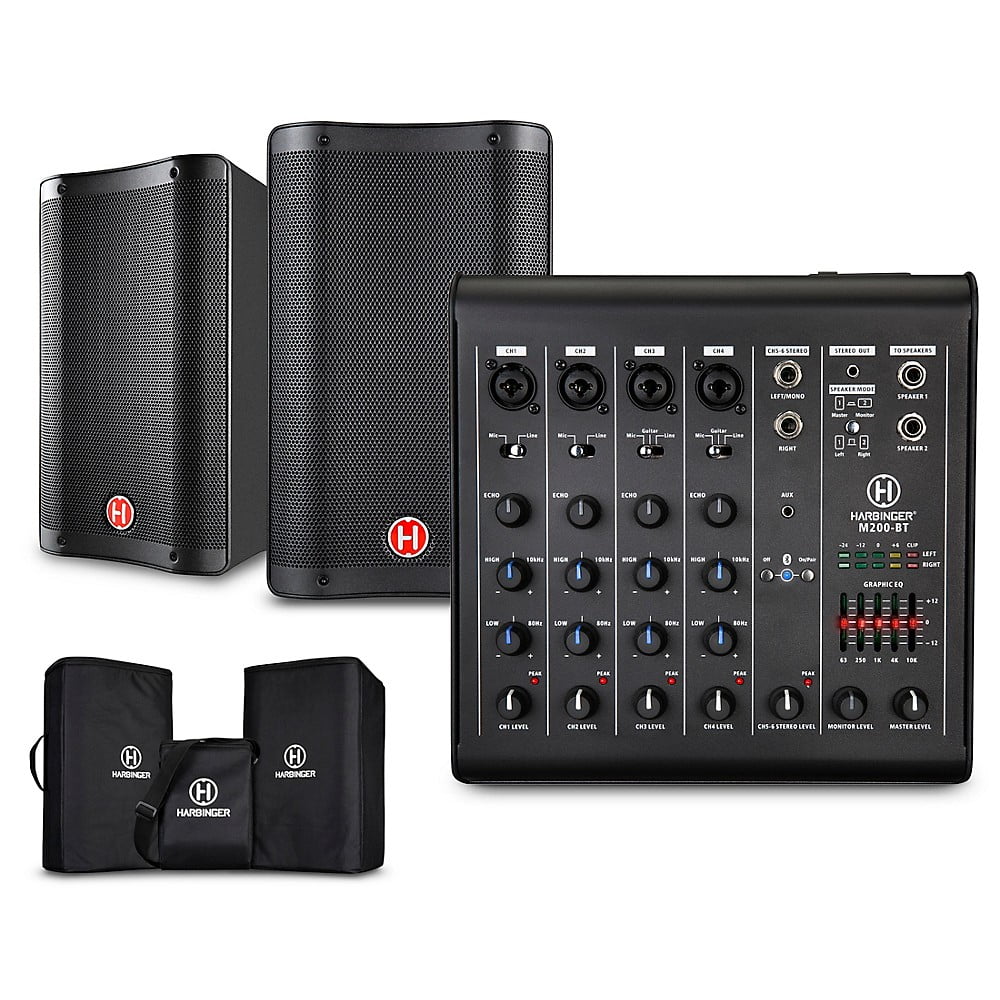 "Harbinger M200-BT, 10"" Portable PA System with Bluetooth, Live Mic ...