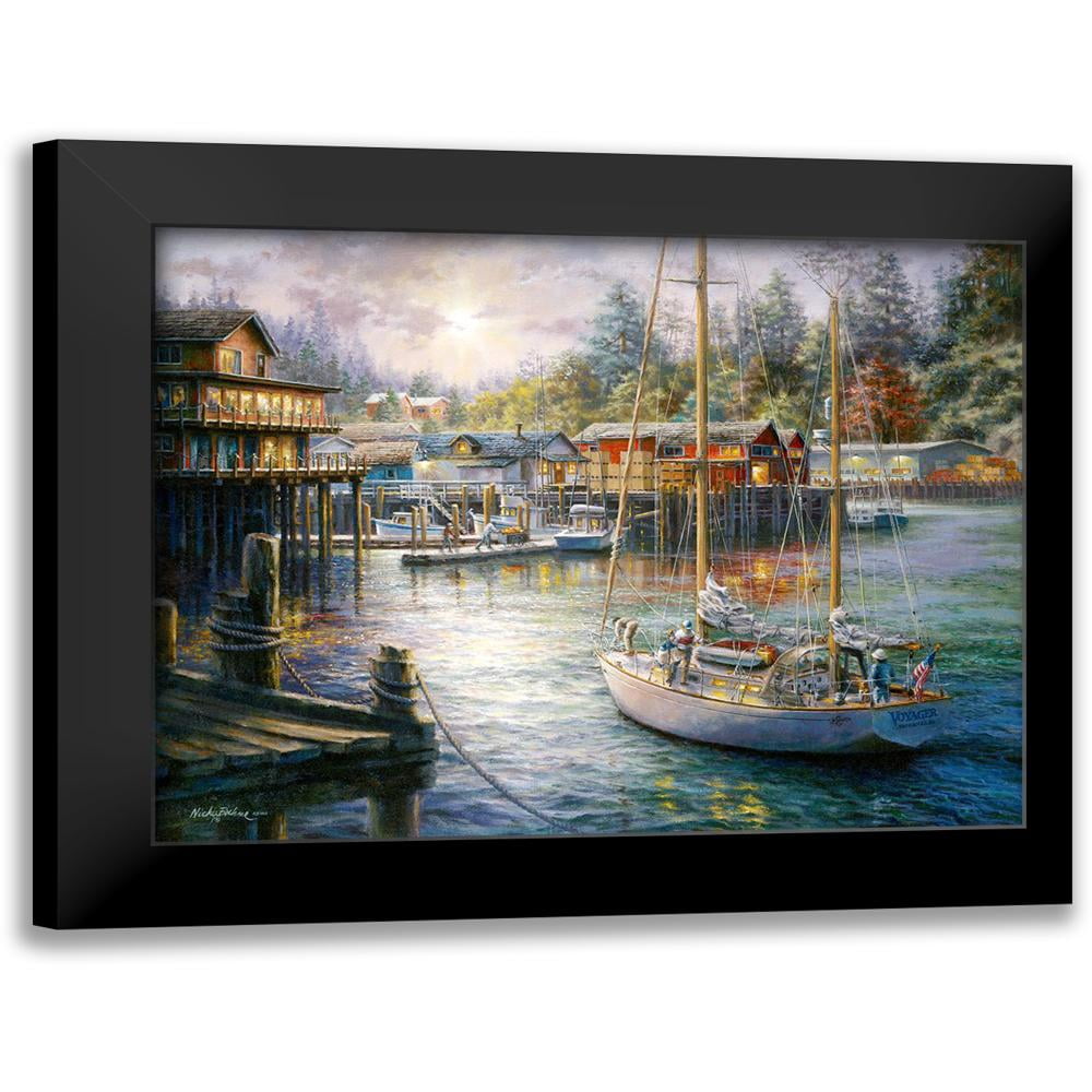 Harbor 24x19 Black Modern Framed Museum Art Print Titled - Boehme ...