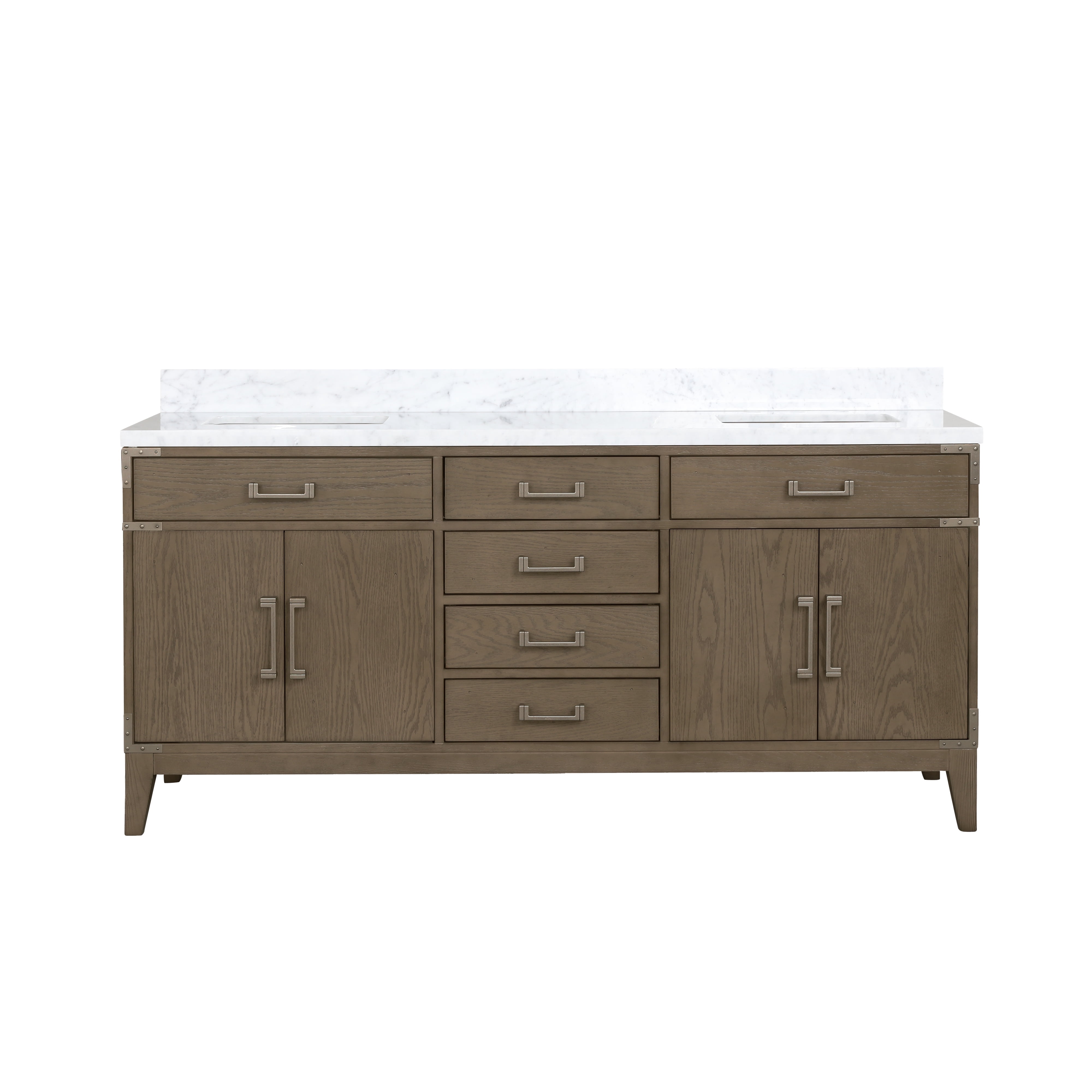 Harbor 72 in W x 22 in D Grey Oak Double Bath Vanity and Carrara Marble ...