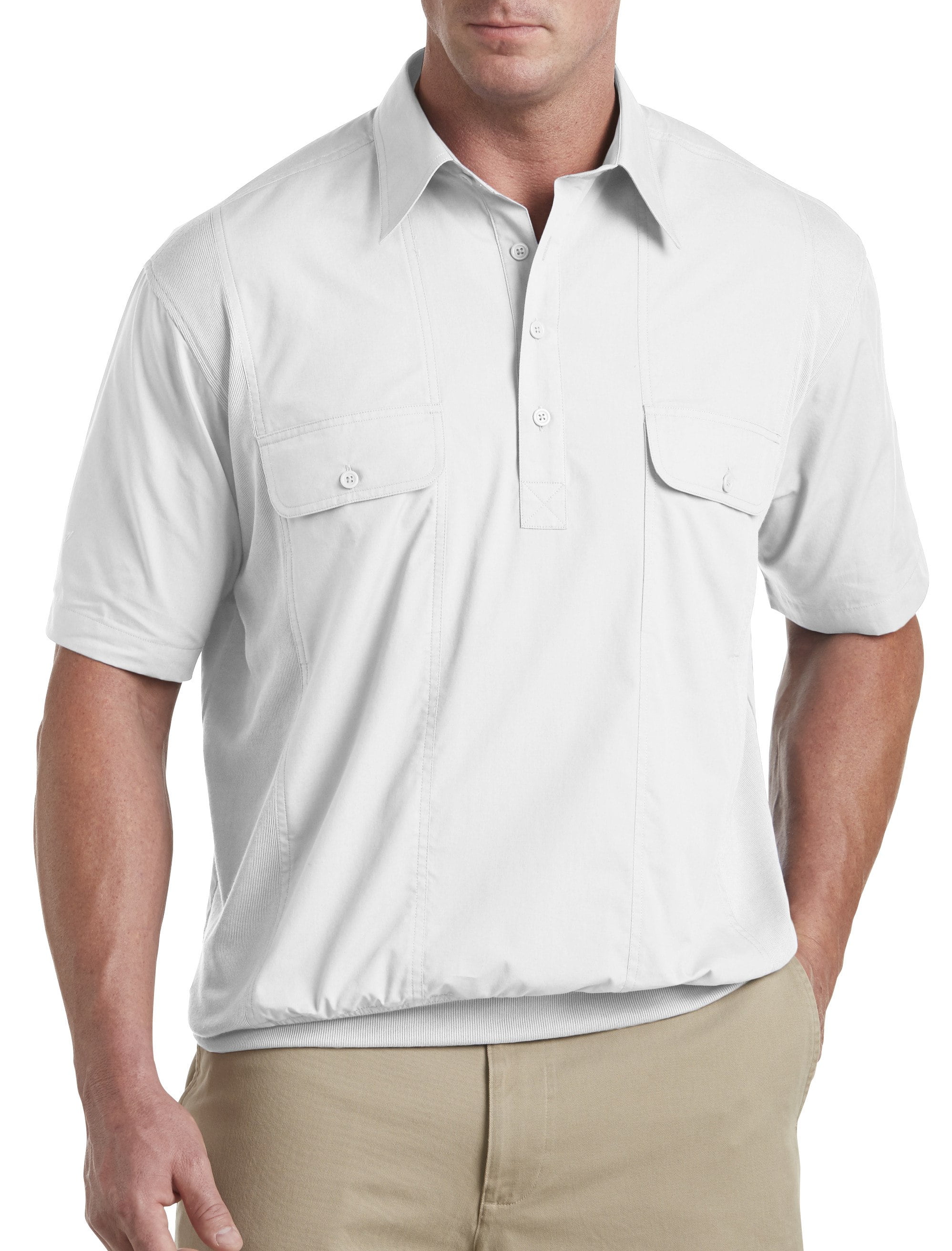 Harbor Bay by DXL Big and Tall Men's Banded-Hem Polo Shirt, White, 5X ...