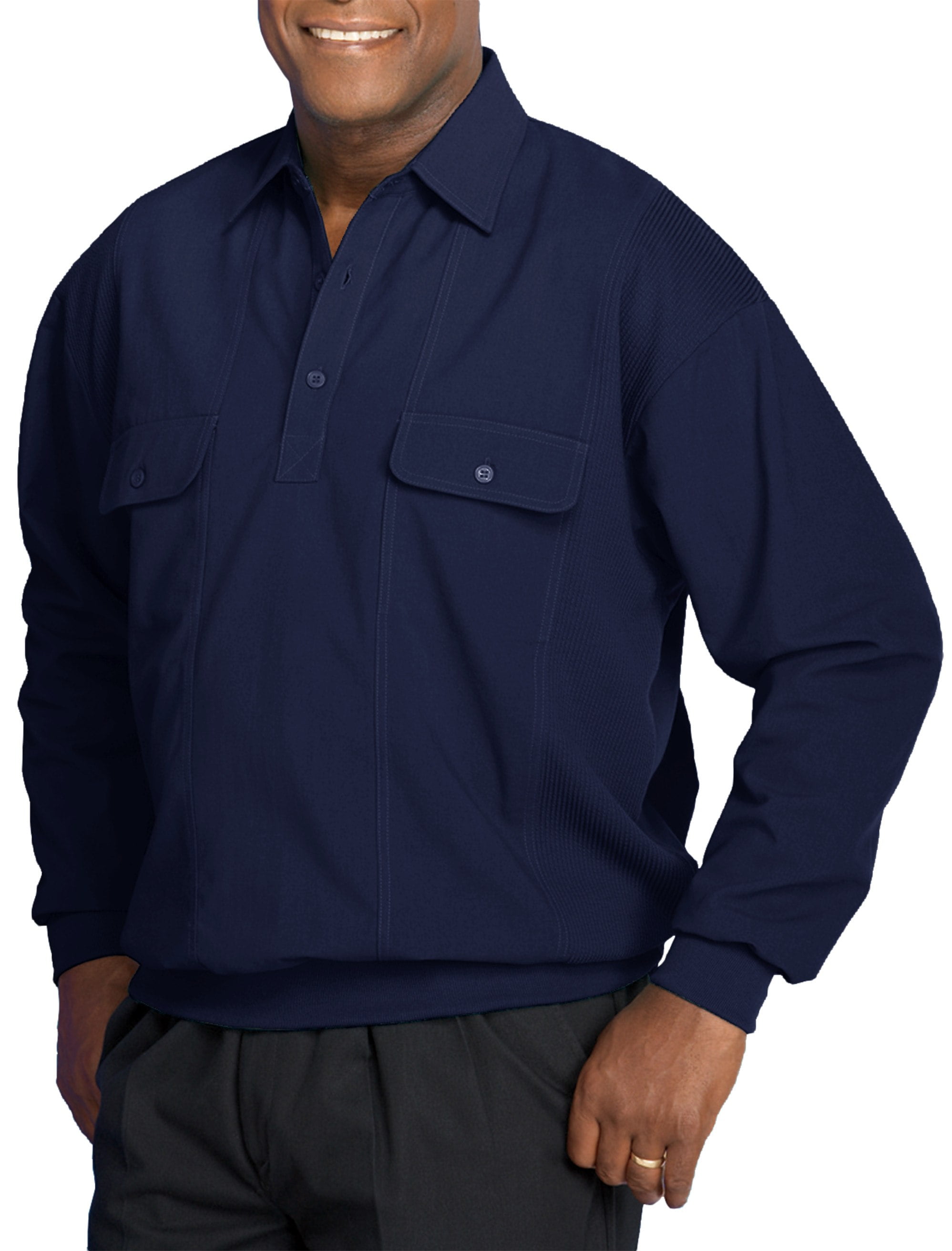 Harbor Bay by DXL Big and Tall Men's Long-Sleeve Mesh Panel Banded ...