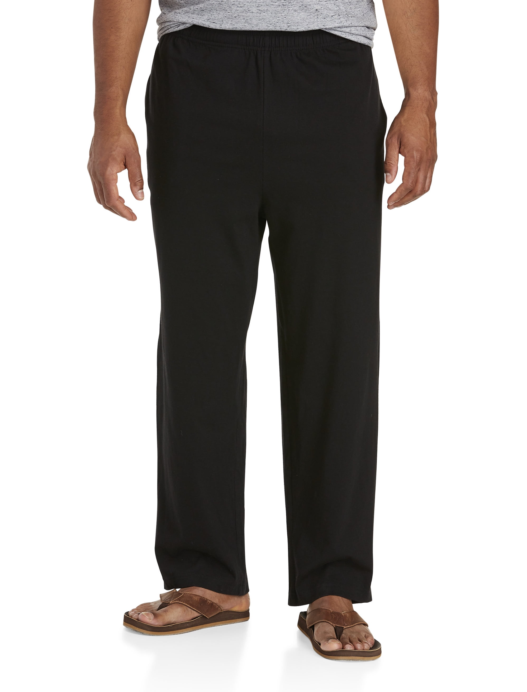 Harbor Bay by DXL Big and Tall Men's Open-Hemmed Jersey Pants, Black ...