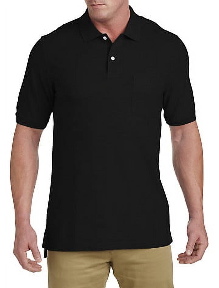Harbor Bay by DXL Men's Big and Tall Big and Tall Men's Pocket Pique Polo Shirt, Black, 4XL ...