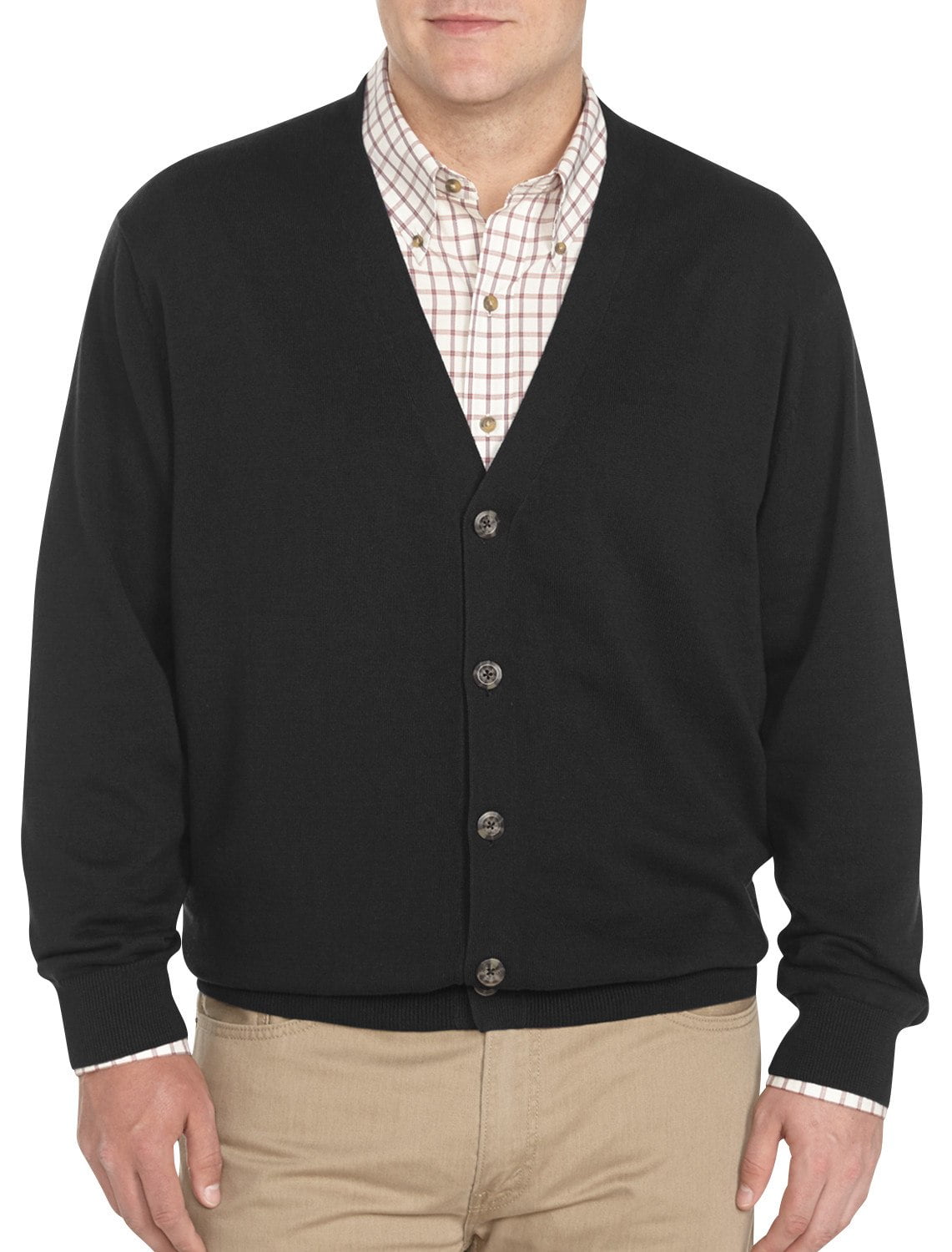 Harbor Bay by DXL Big and Tall Men's V-Neck Cardigan Sweater, Black, 6X ...