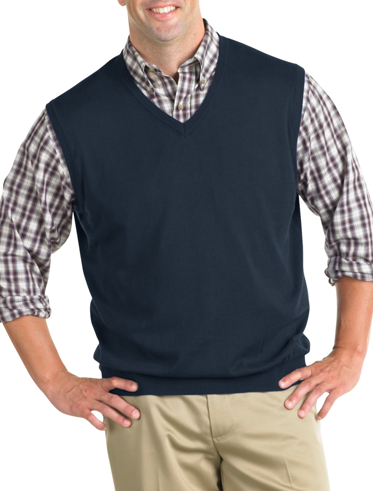 Harbor Bay by DXL Big and Tall Men's V-Neck Sweater Vest, Navy, XL-Tall ...