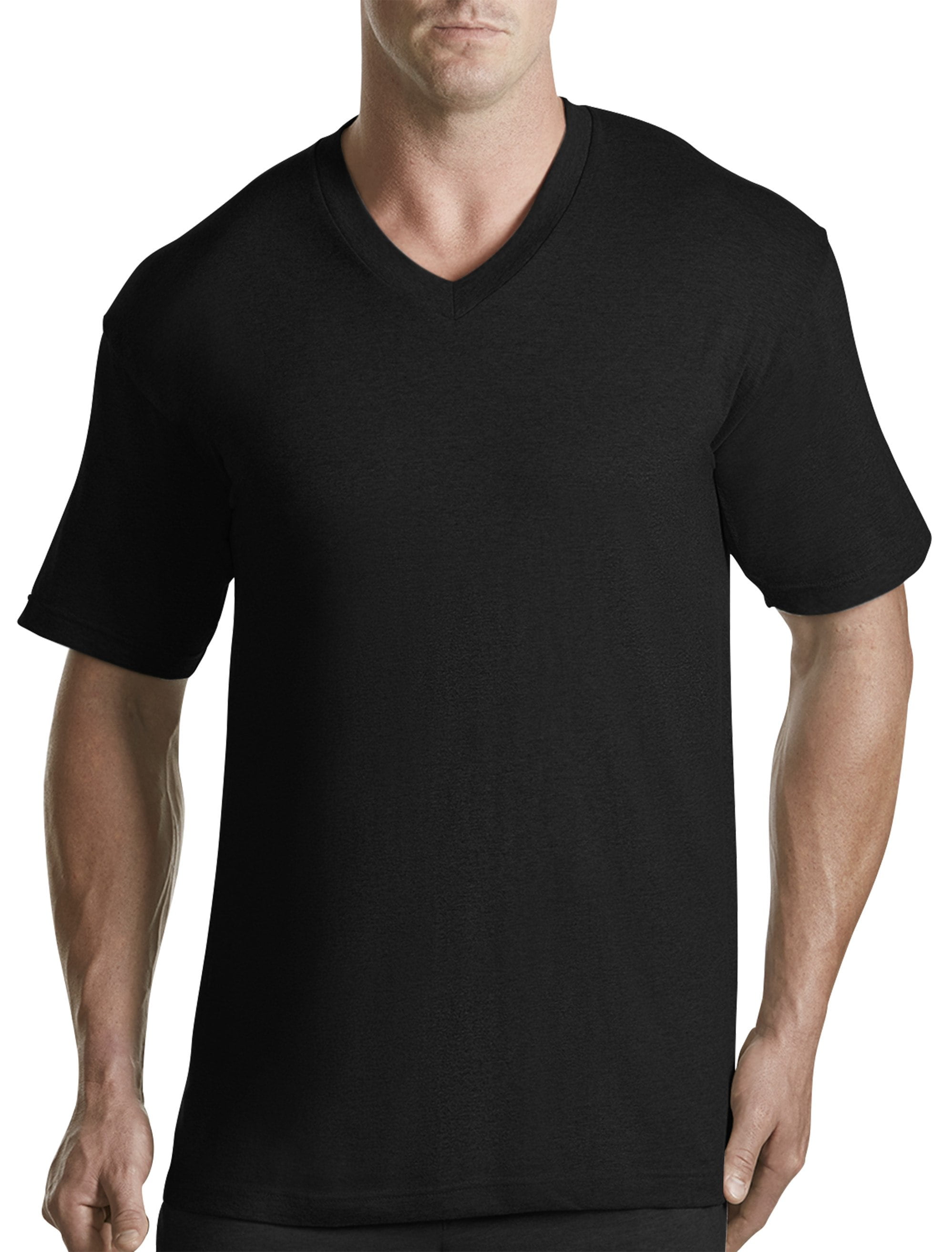 Harbor Bay by DXL Big and Tall Men's V-Neck T-Shirts, Black, 7XLT, Pack ...