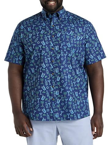 Harbor Bay by DXL Men's Big and Tall Easy-Care Tropical Print Sport ...