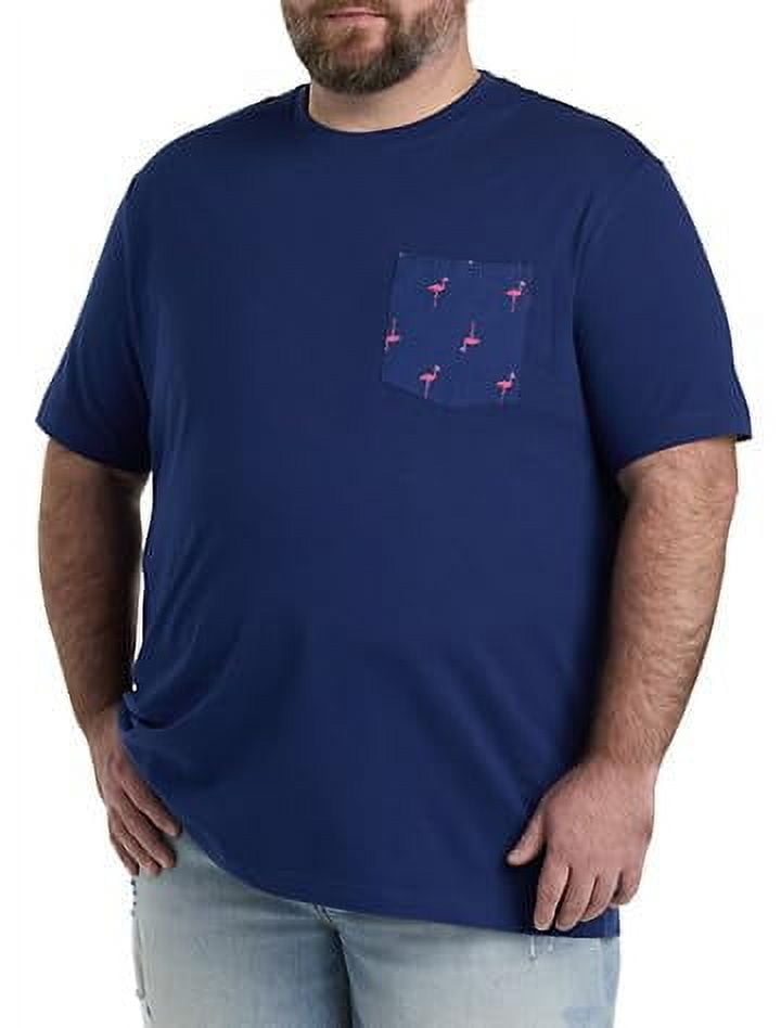 Harbor Bay by DXL Men's Big and Tall Flamingo Print Pocket T-Shirt Navy ...