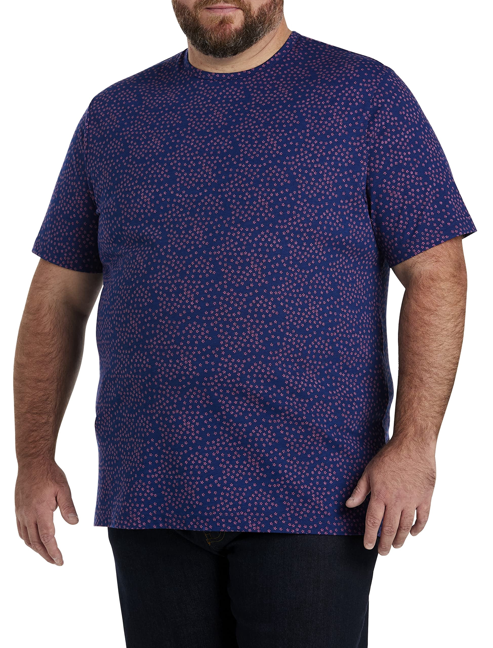 Floral Print T-Shirt Navy/Purple 1XLT - Walmart.com