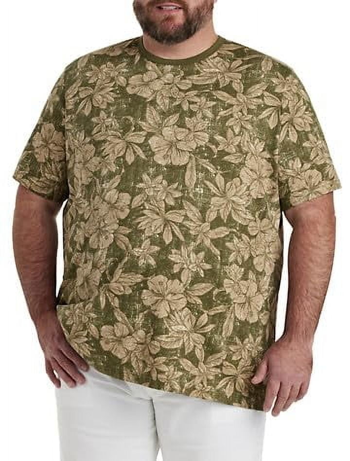 Floral Print T-Shirt Olive Green 5XLT - Walmart.com