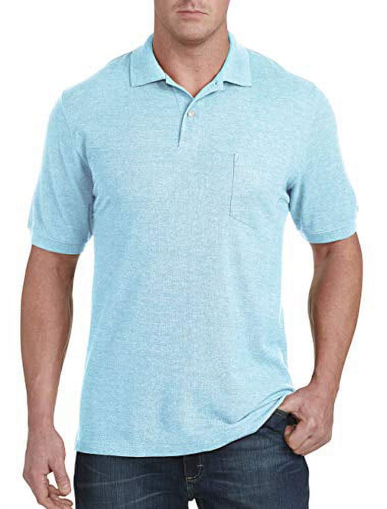 Harbor Bay by DXL Men's Big and Tall Men's Big and Tall Pocket Piqu Polo Shirt, Aqua Seas ...