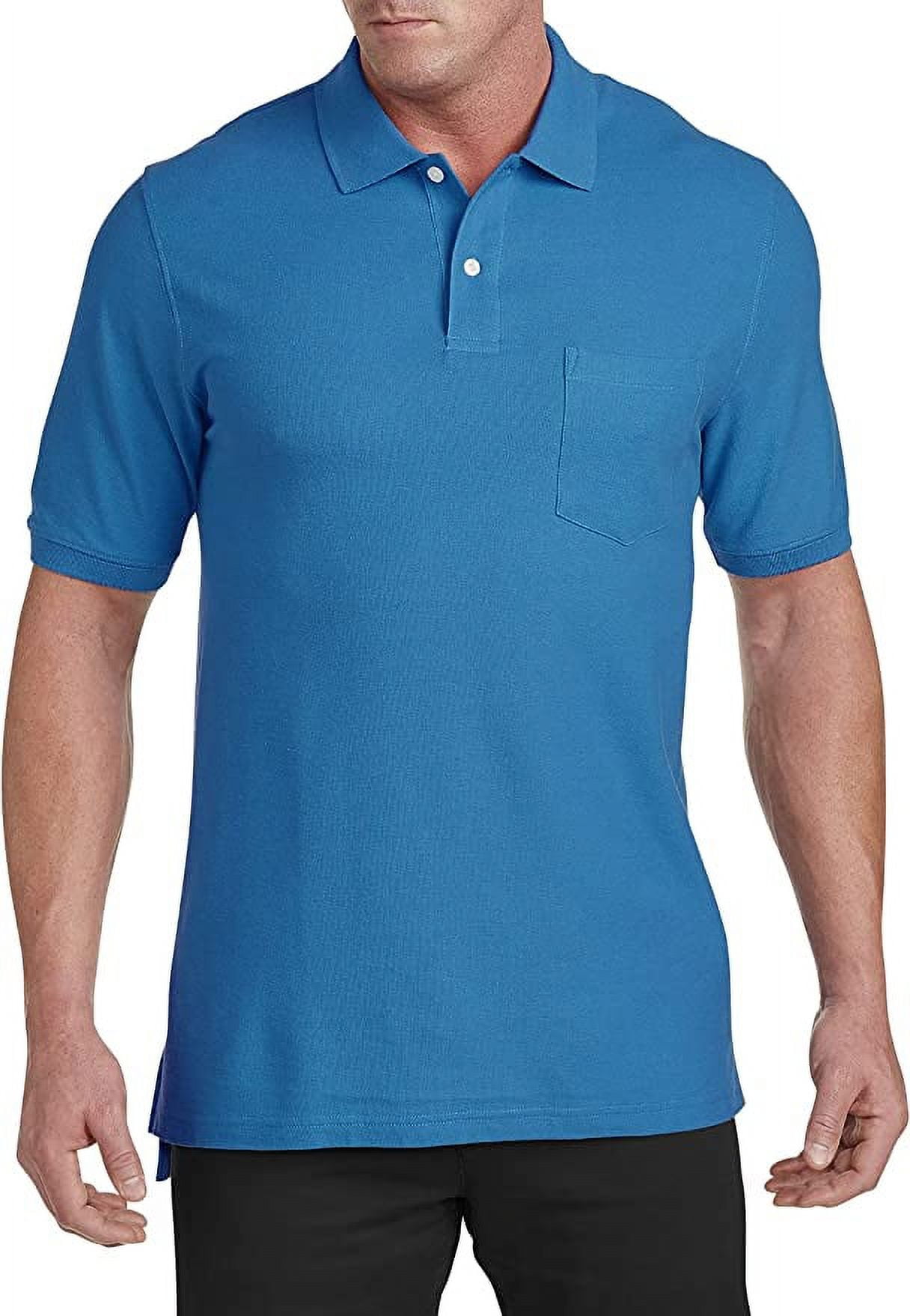 Harbor Bay by DXL Men's Big and Tall Men's Big and Tall Pocket Pique Polo Shirt, Mykonos Blue ...