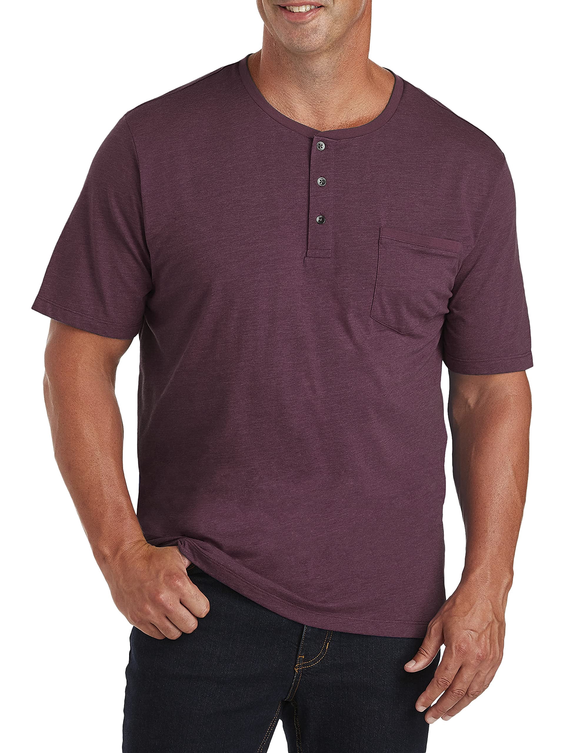 Harbor Bay by DXL Men's Big and Tall Slub Henley Shirt, Dark Beet Red ...