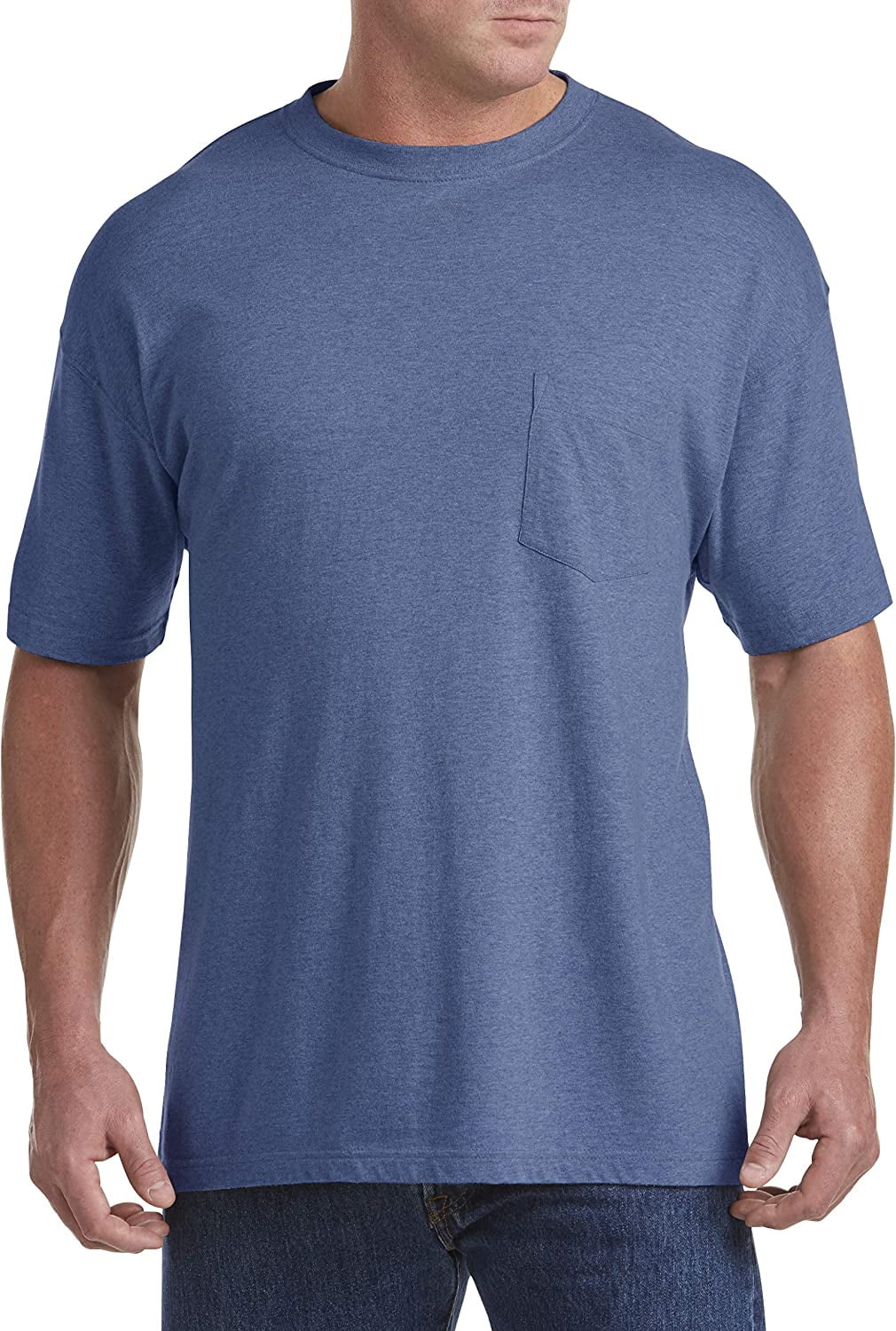 sweat resistant Pocket T-Shirt Bijou Blue Hthr 6XLT - Walmart.com