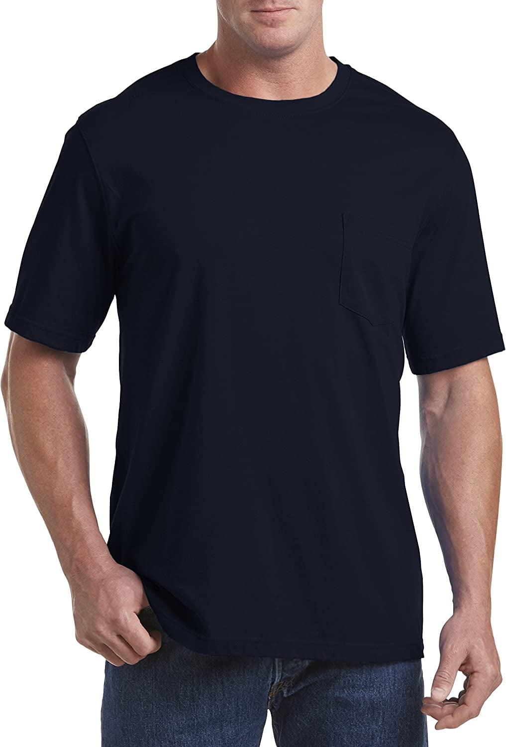 Harbor Bay by DXL Men's 5XLT Moisture-Wicking Pocket T-Shirt, Navy, 100 ...