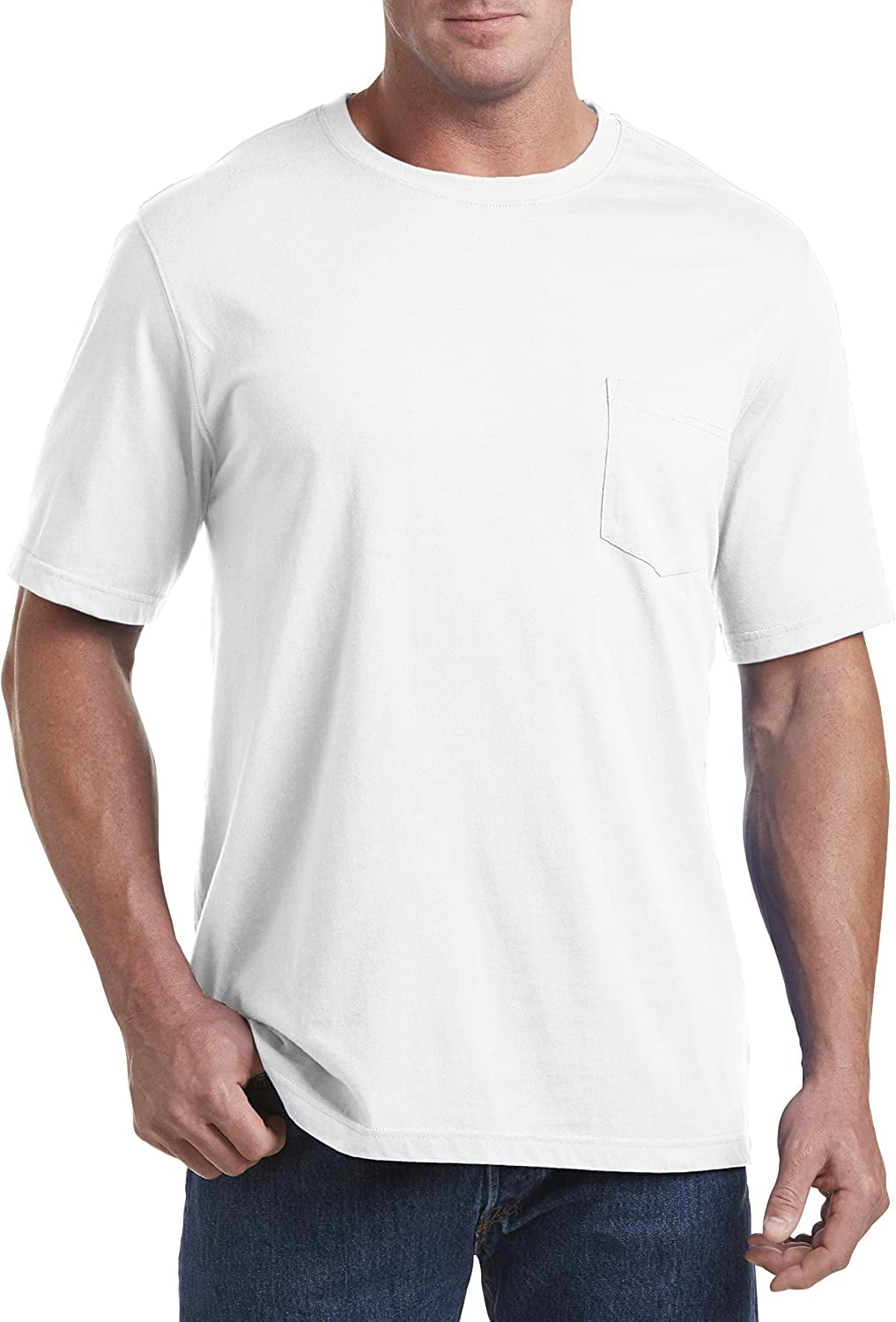 Harbor Bay by DXL Men's Big and Tall Moisture-Wicking Pocket T-Shirt White 7XL - Walmart.com