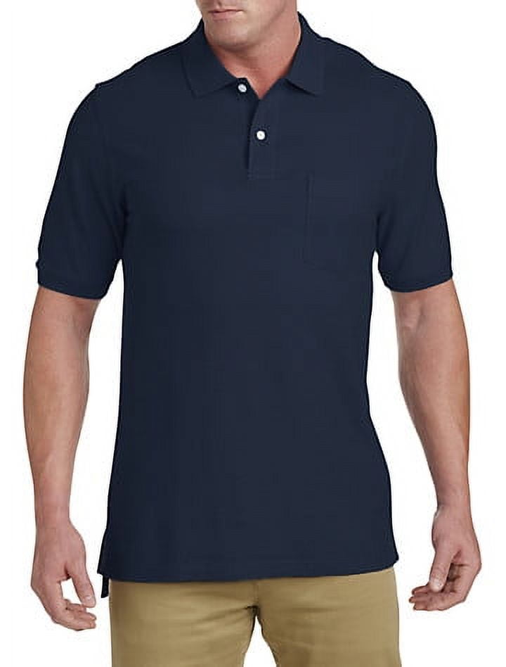 Harbor Bay by DXL Men's Big and Tall Pocket Piqué Polo Shirt Navy 6XLT ...
