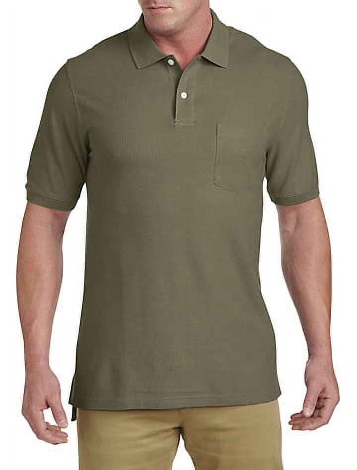 Harbor Bay by DXL Men's Big and Tall Pocket Piqué Polo Shirt Olive ...