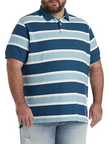 Harbor Bay by DXL Men's Big and Tall Rugby Striped Polo Shirt Blue 3XL ...