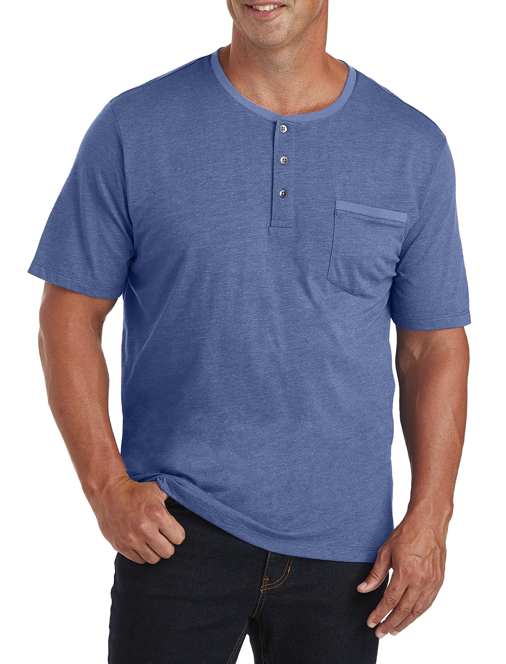 Harbor Bay by DXL Men's Big and Tall Slub Henley Shirt Bijou Blue ...