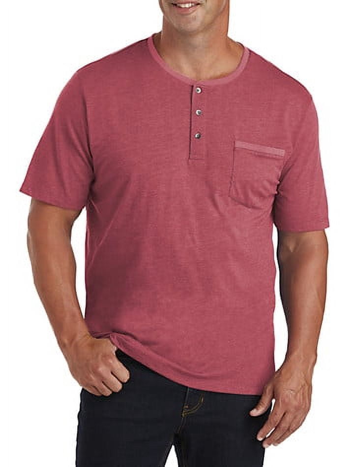 Harbor Bay by DXL Men's Big and Tall Slub Henley Shirt Cranberry ...