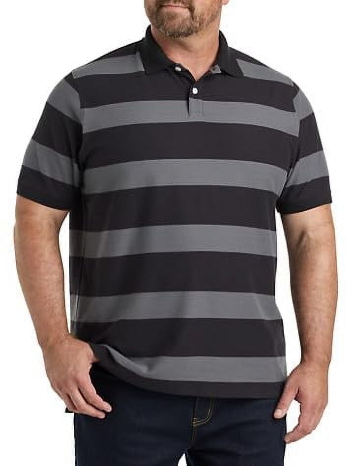 Striped Polo Shirt Black Grey 7XLT - Walmart.com