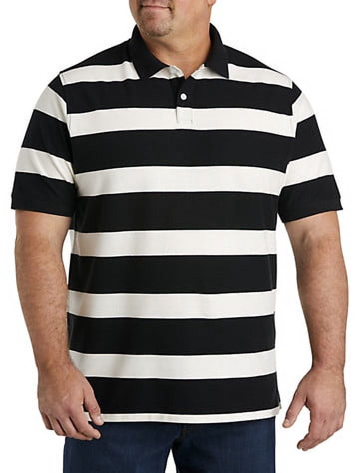 Harbor Bay by DXL Men's Big and Tall Striped Polo Shirt Black White 4XL ...