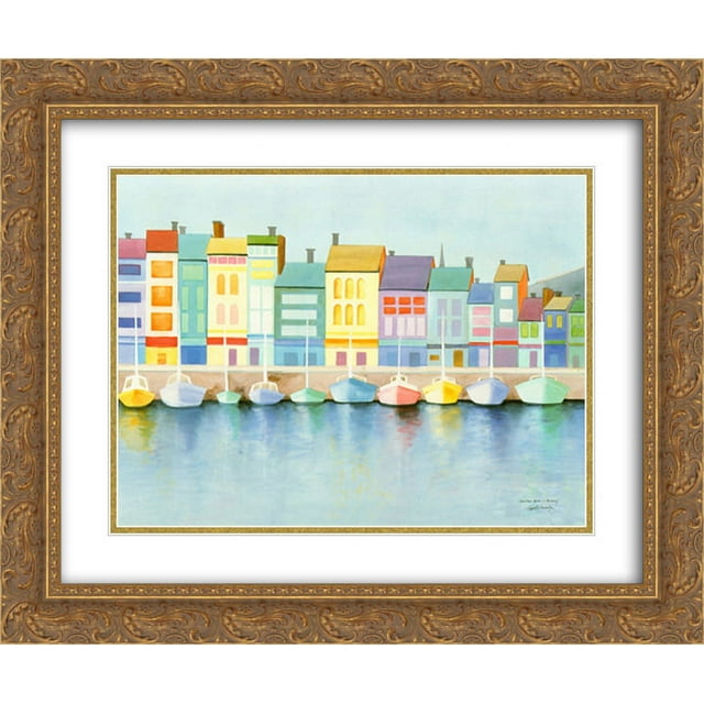 Harbor In Harmony 2x Matted 18x15 Gold Ornate Framed Art Print by ...