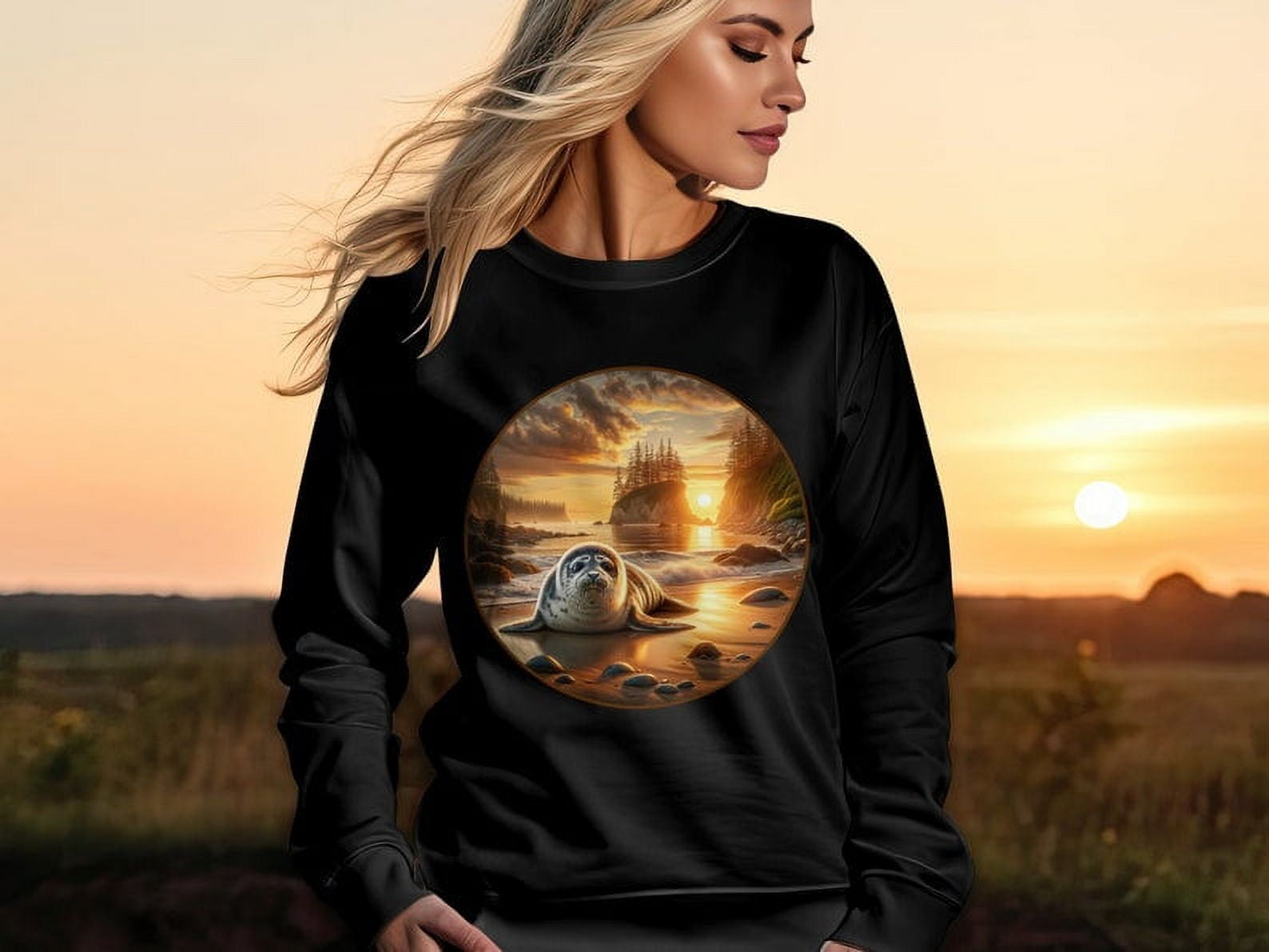 Harbor Seal Sunset Beach - Available on Bella 3001 Gildan 18000 Crew ...