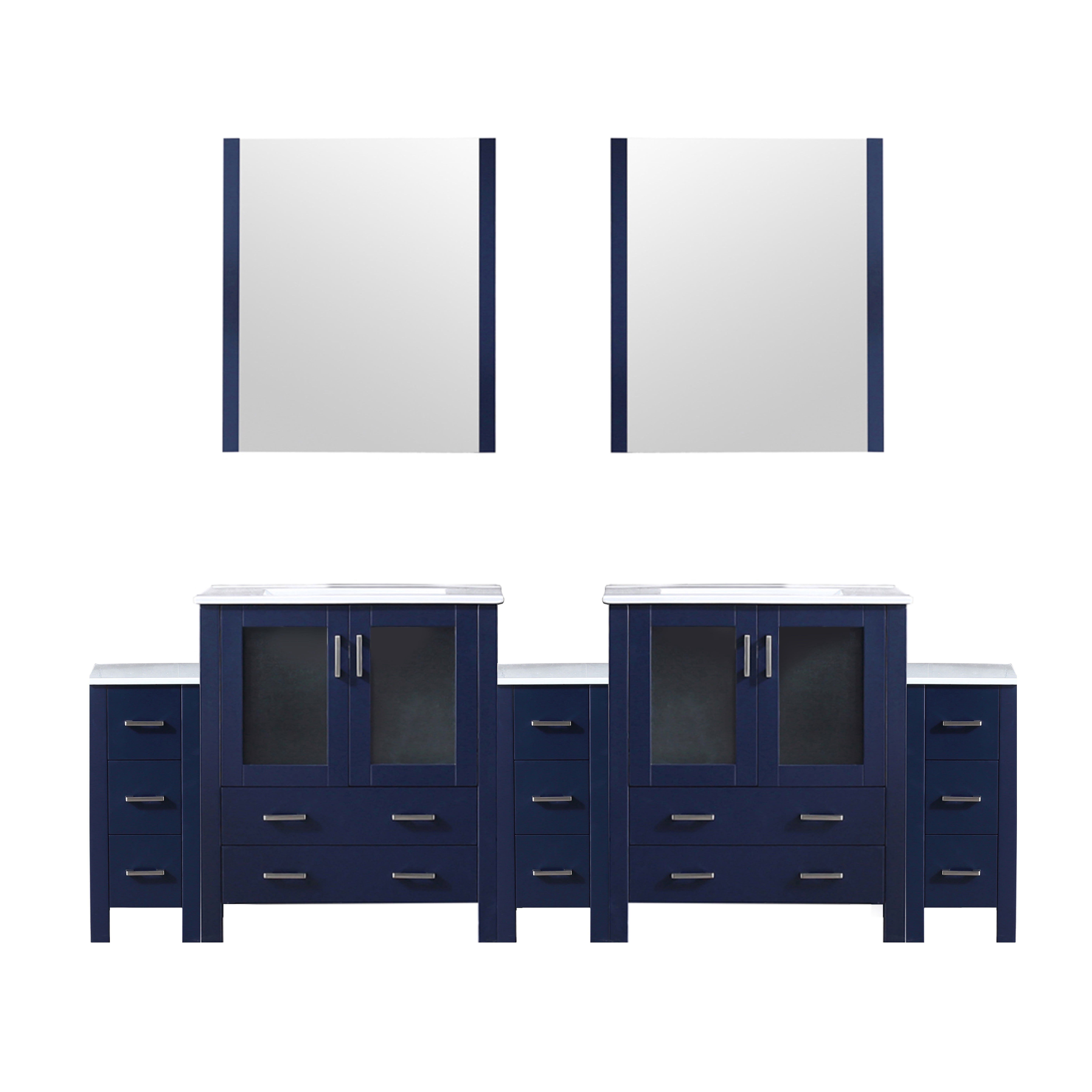 Harborfront 96 in W x 18.25 in D Navy Blue Double Bath Vanity with Side ...