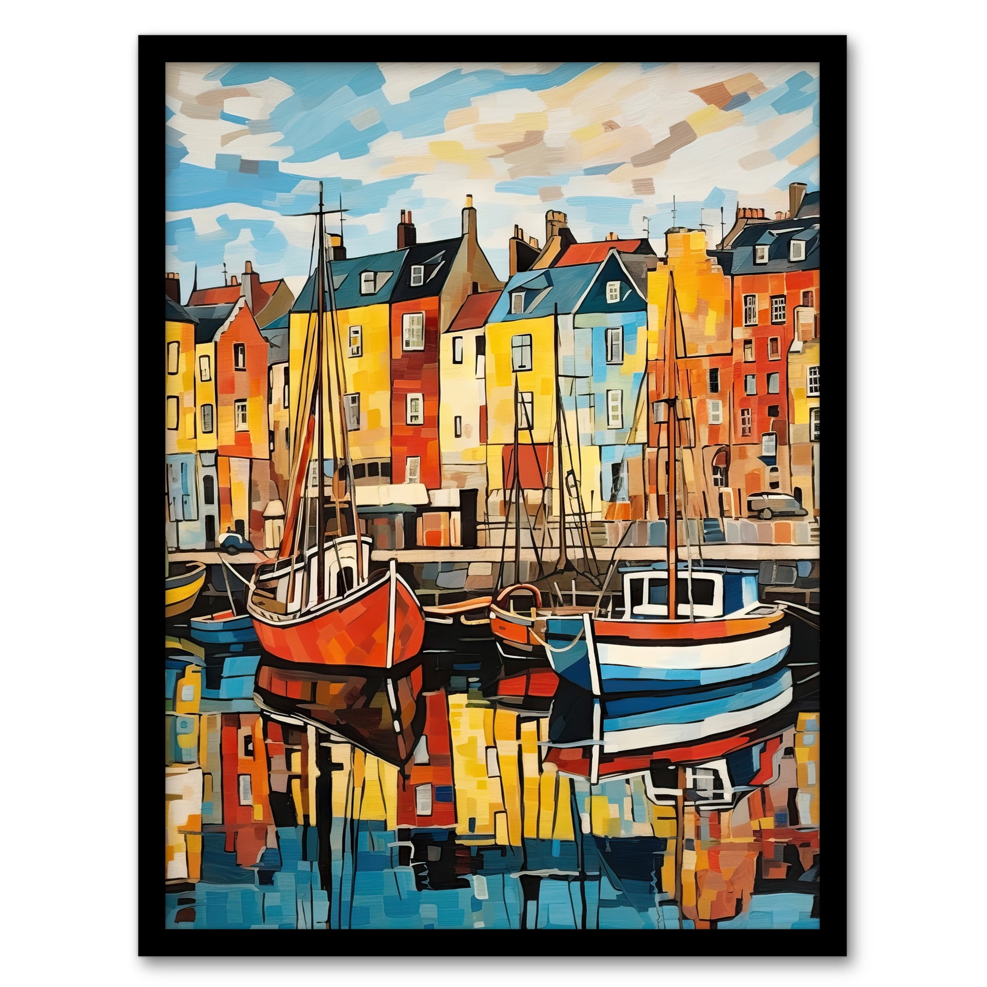 Harbour Boats Edinburgh Port Of Leith Scotland 1963 Vibrant Painting ...