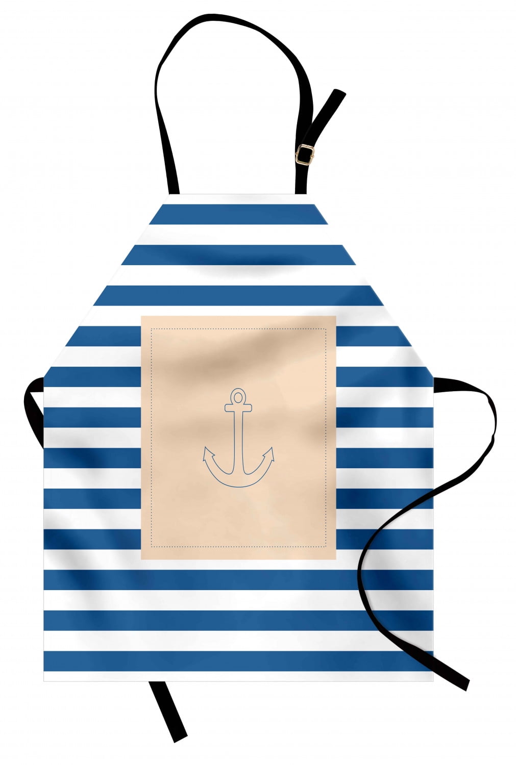 Harbour Stripe Apron Maritime Anchor Figure over Pastel Nautical Lines ...