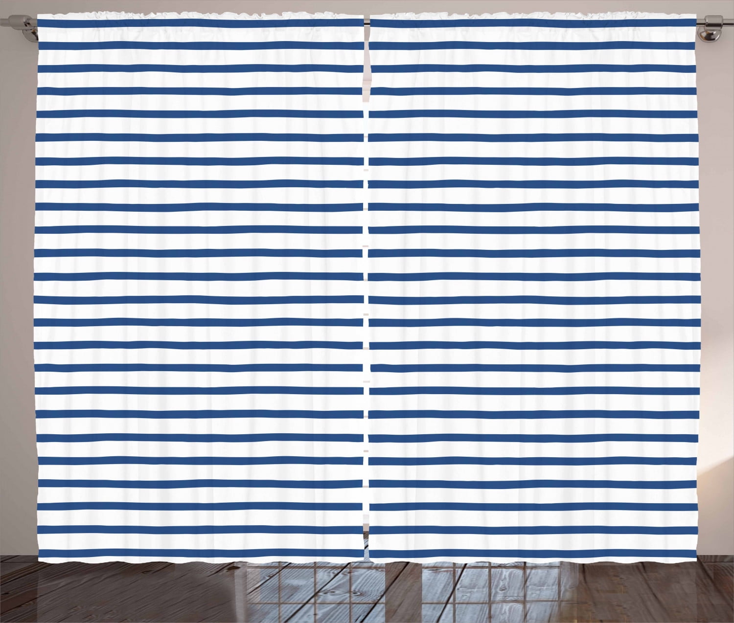 Harbour Stripe Curtains 2 Panels Set, Horizontal Nautical Stripes ...