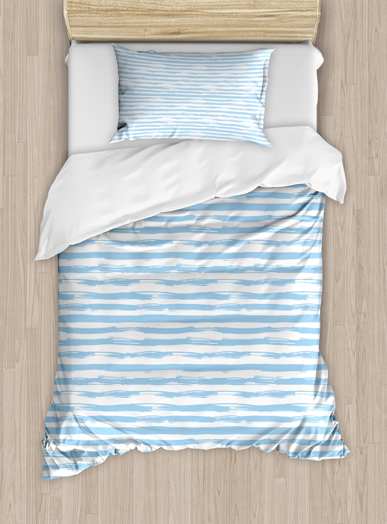 Harbour Stripe Duvet Cover Set, Soft Toned Nautical Uniform Brushstroke ...