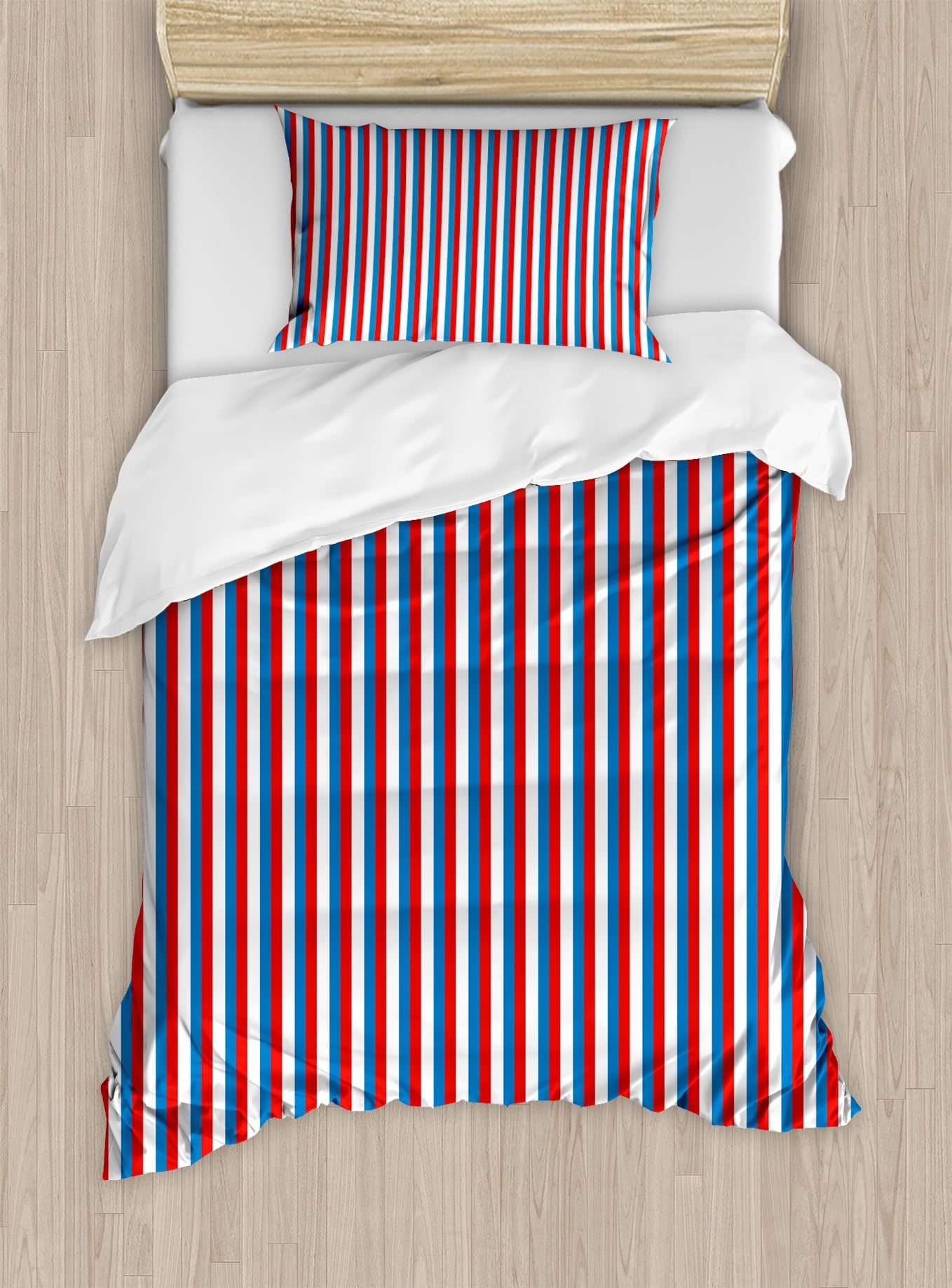 Harbour Stripe Duvet Cover Set, Vertical Patriotic Colorful Contrast ...