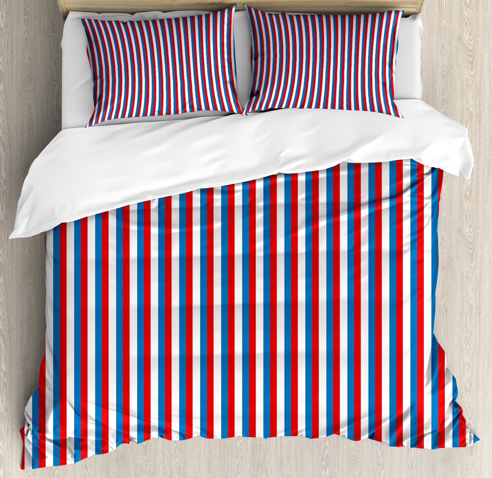 Harbour Stripe Duvet Cover Set, Vertical Patriotic Colorful Contrast ...